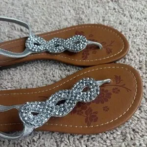 Arizona Jean Company | Shoes | Arizona Jean Silver Beaded Girls Sandals ...
